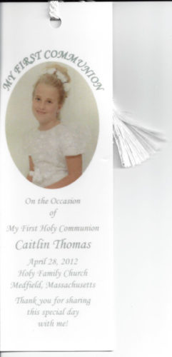 First Communion Personalized Laminated Bookmarks - Prospect Hill Co.