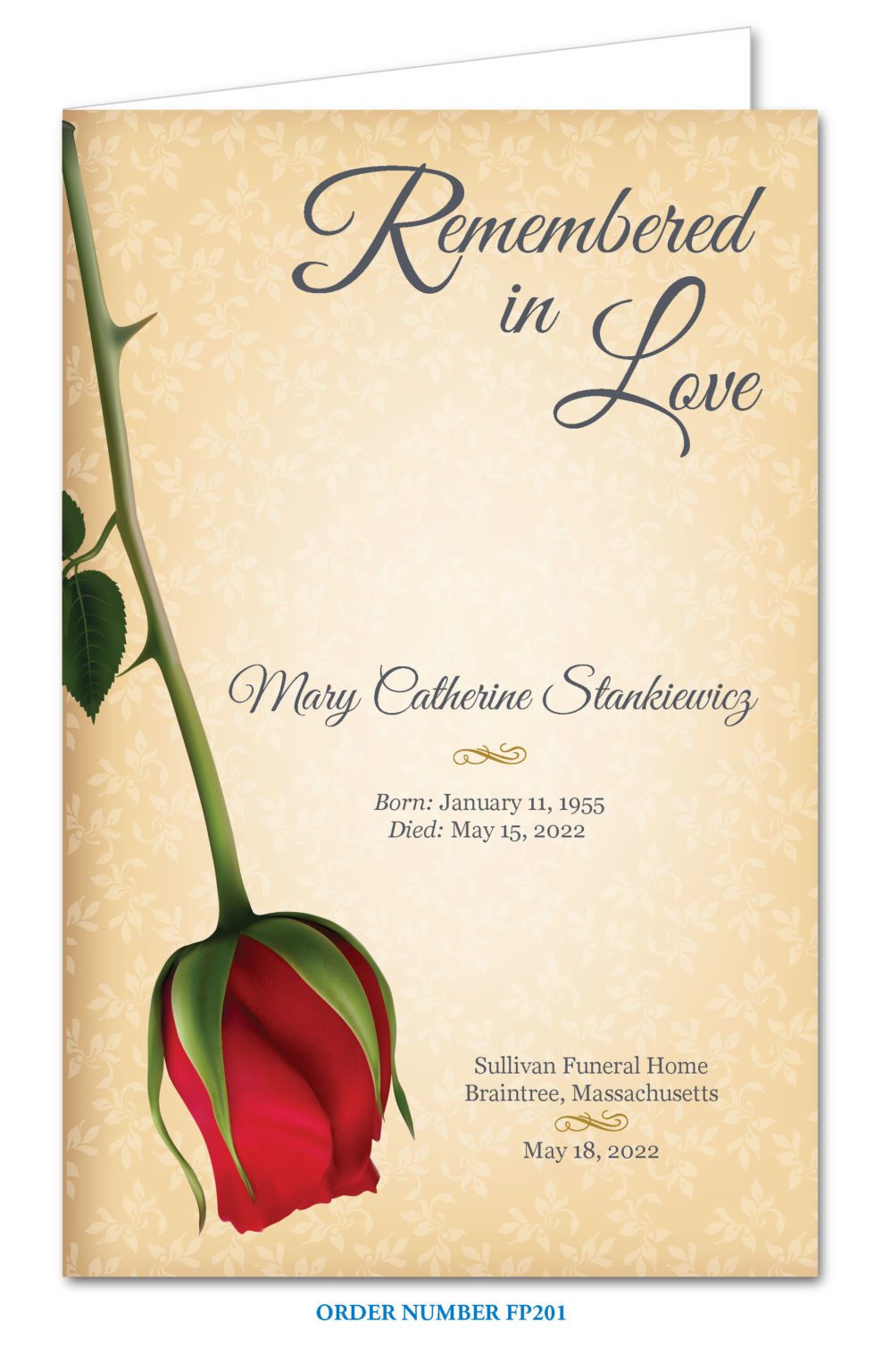 Funeral Program/ Memorial Service Program 1 - Prospect Hill Co.