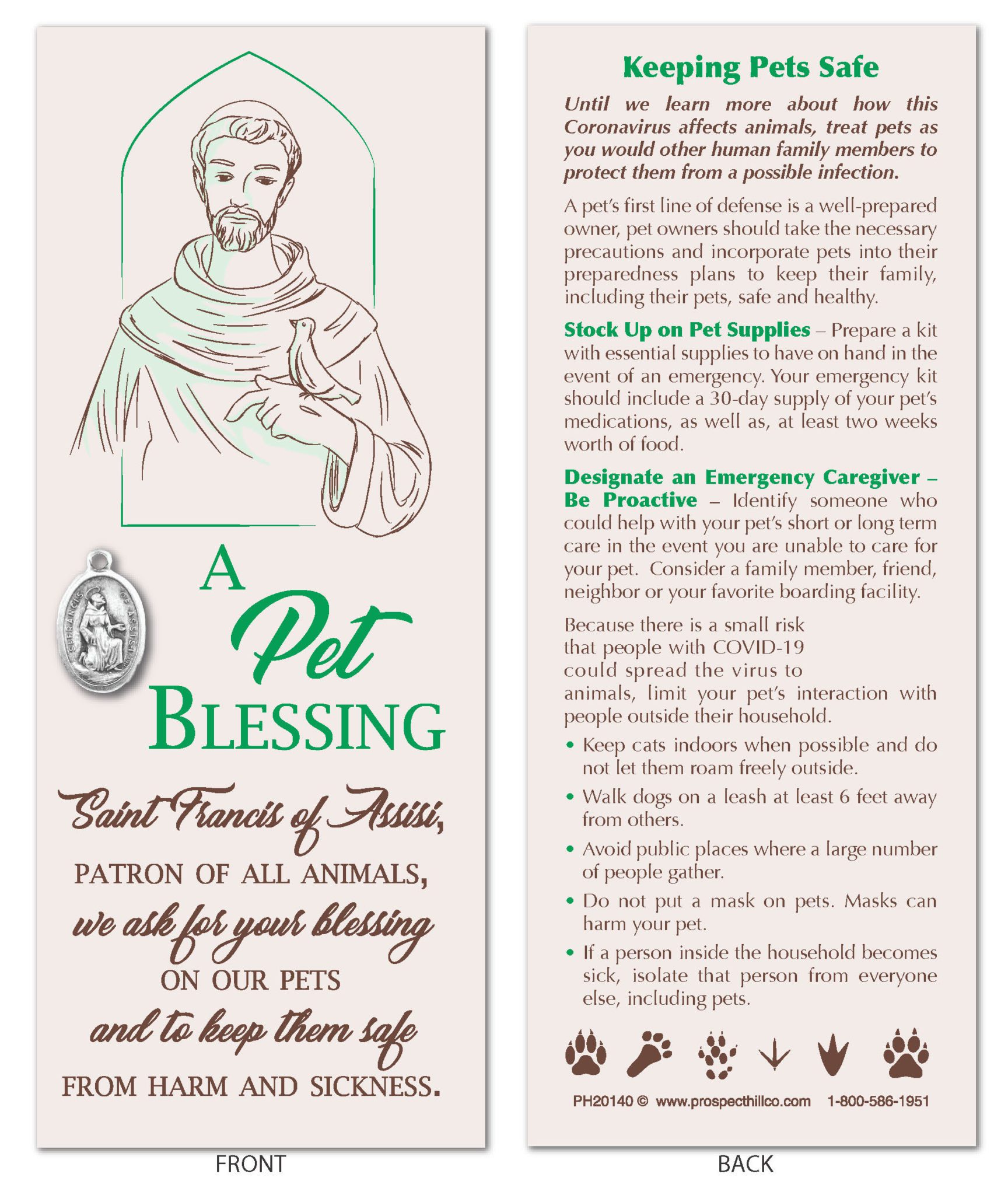Prayer Bookmark with “A Pet Blessing” - Prospect Hill Co.